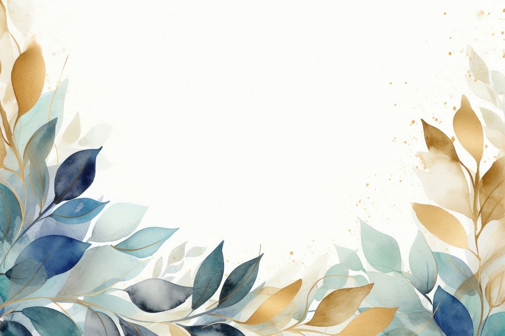 Blue leaf border watercolor background | Free Photo Illustration - rawpixel