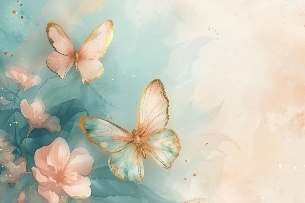 Butterfly and flower watercolor background | Premium Photo Illustration ...