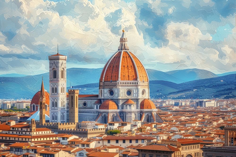 iconic Florence Cathedral architecture cityscape | Free Photo Illustration - rawpixel