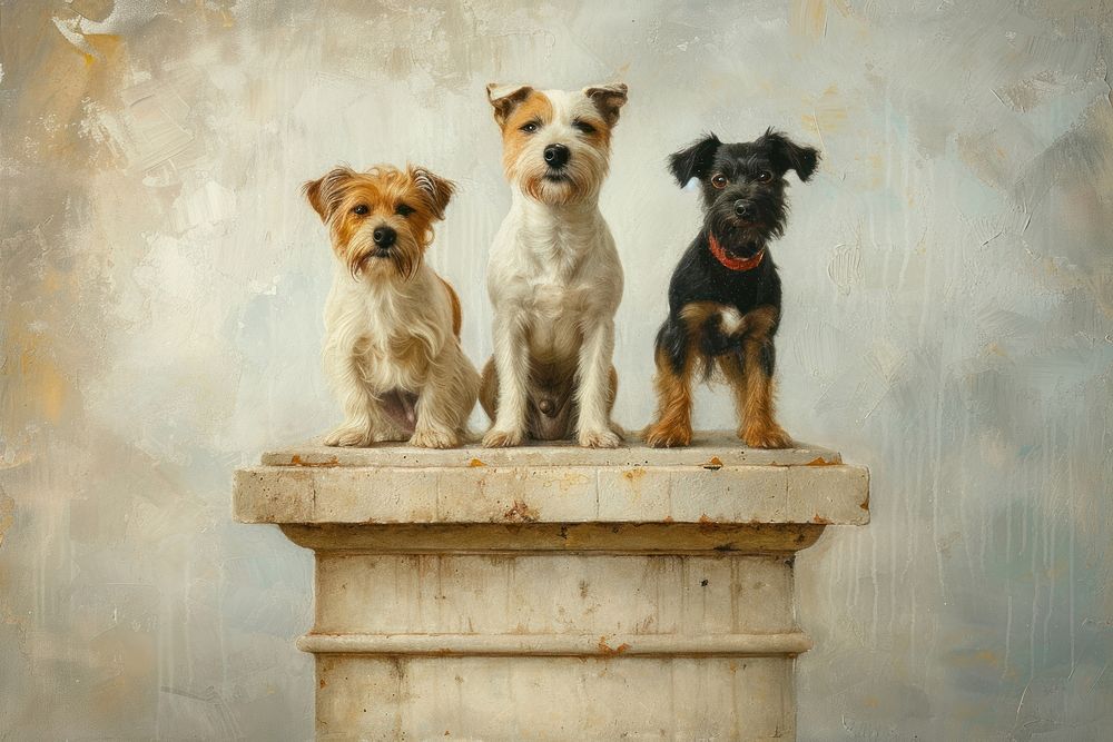 Three adorable dogs standing proudly | Premium Photo Illustration ...