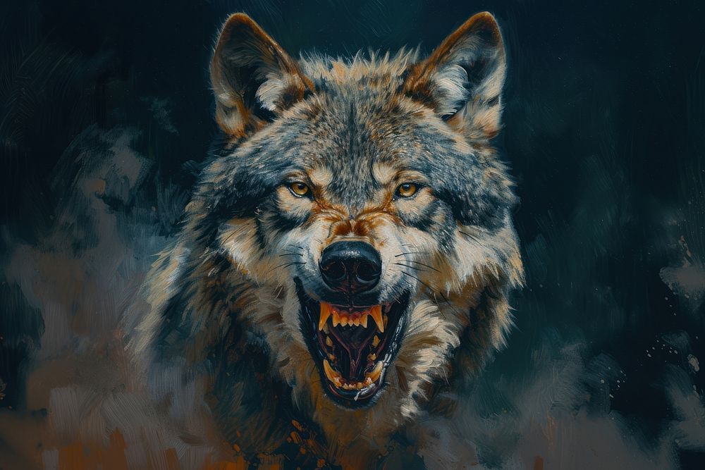 An aggressive wild wolf animal | Free Photo Illustration - rawpixel
