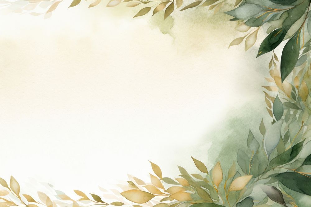 Green leaf border watercolor background | Premium Photo Illustration ...