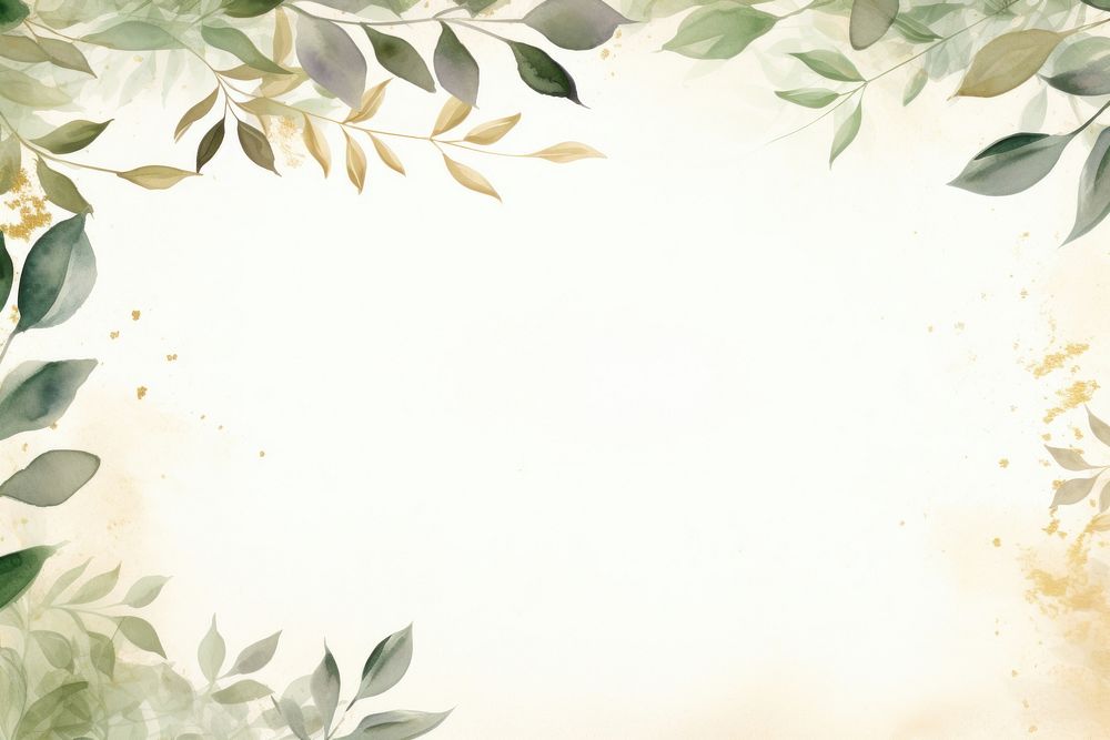 Green leaf border watercolor background | Premium Photo Illustration ...