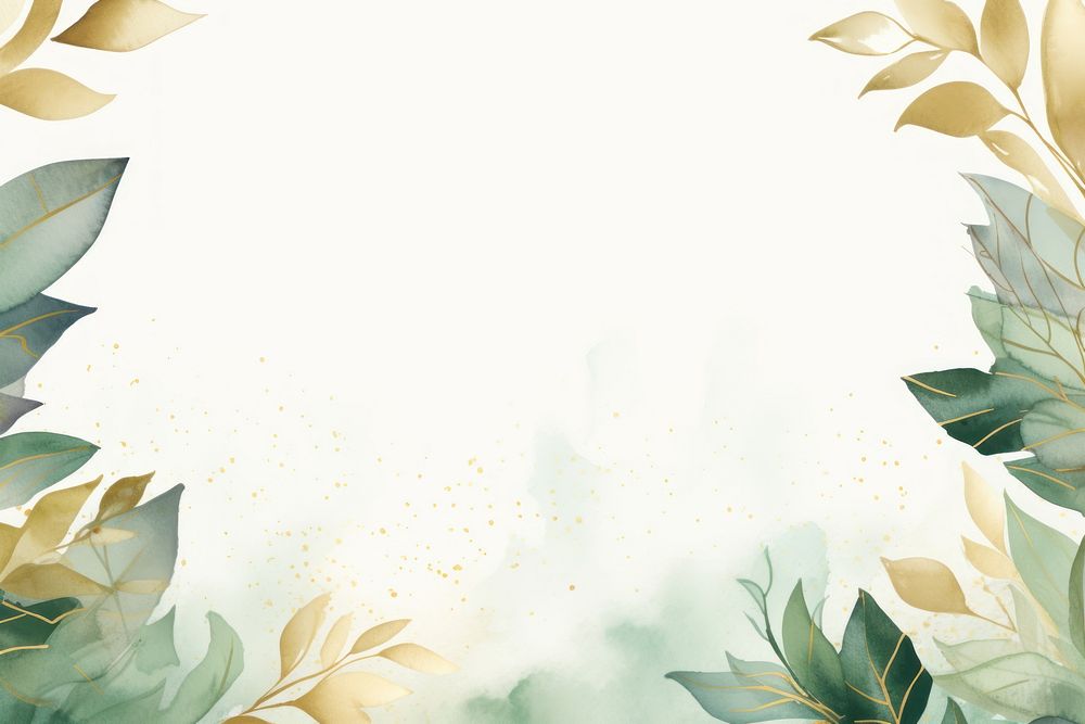 Green leaf border watercolor background | Premium Photo Illustration ...
