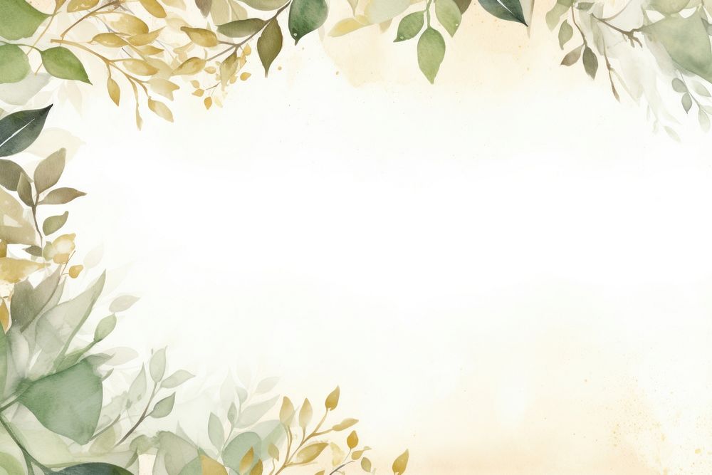 Green leaf border watercolor background | Premium Photo Illustration ...