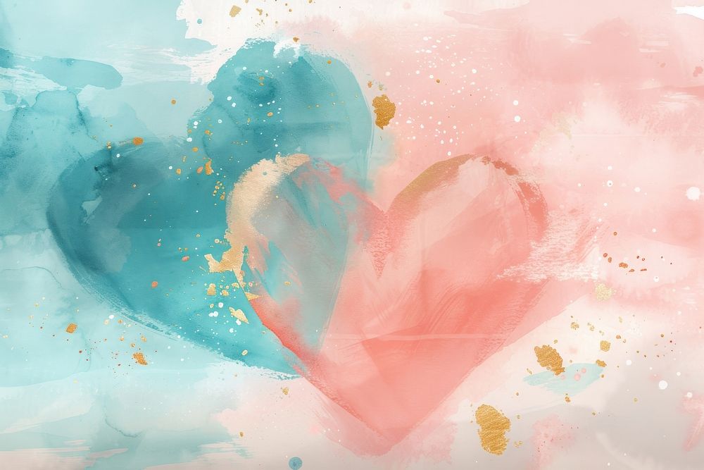 Heart watercolor background painting backgrounds | Premium Photo ...