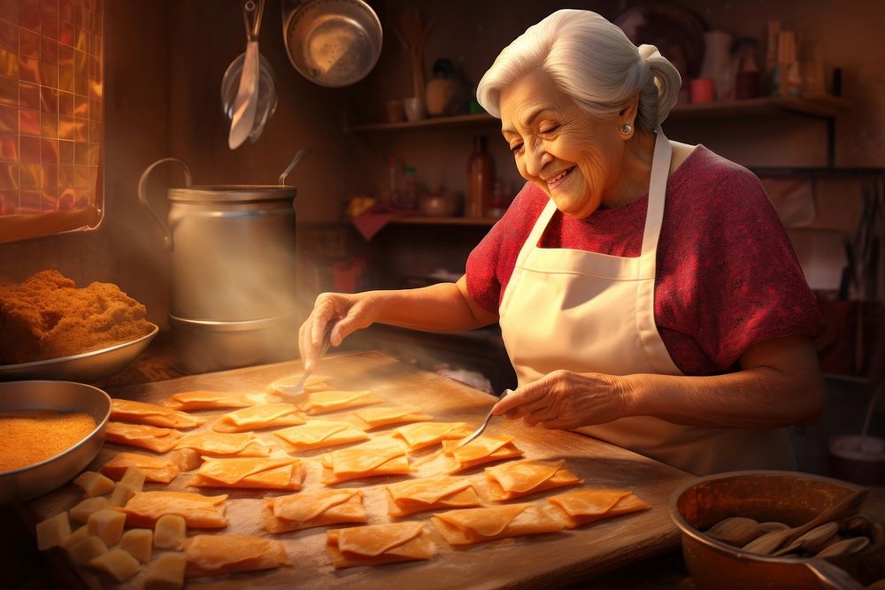 Mexican grandma making tamales adult | Free Photo Illustration - rawpixel