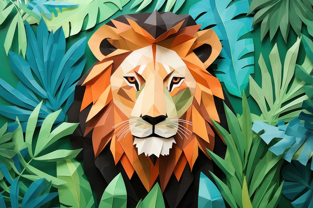 Abstract lion tropical forest ripped | Premium Photo Illustration ...