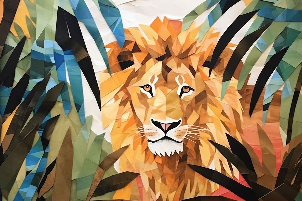 Abstract lion tropical forest ripped | Premium Photo Illustration ...