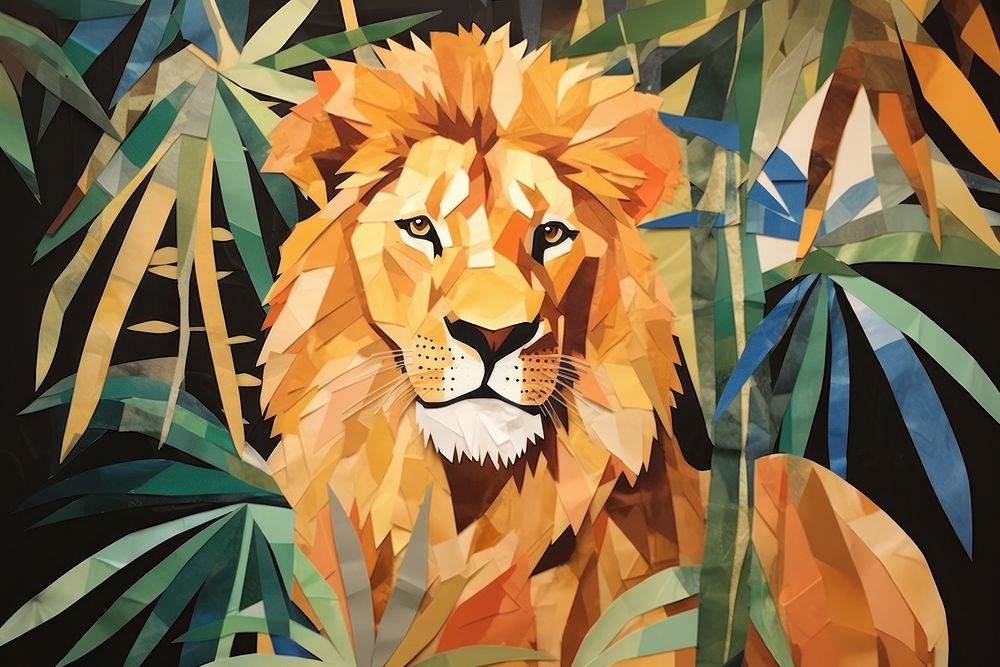 Abstract lion tropical forest ripped | Premium Photo Illustration ...