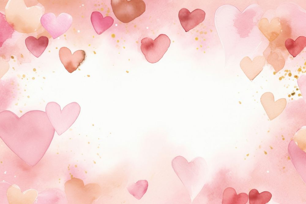 Pink heart border watercolor background | Free Photo Illustration ...