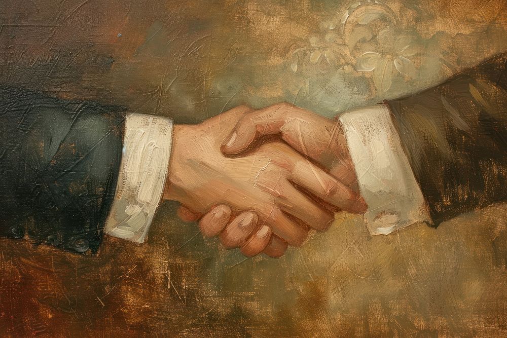 Handshake painting art togetherness. | Free Photo Illustration - rawpixel