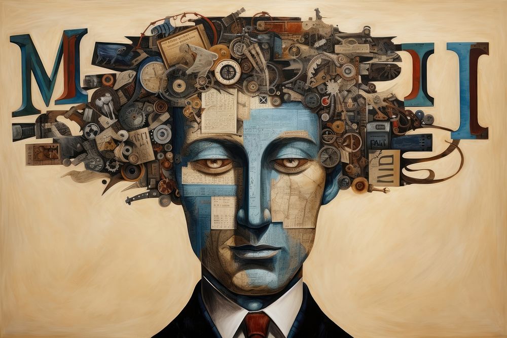 Illustration overthinking portrait painting head. | Premium Photo ...