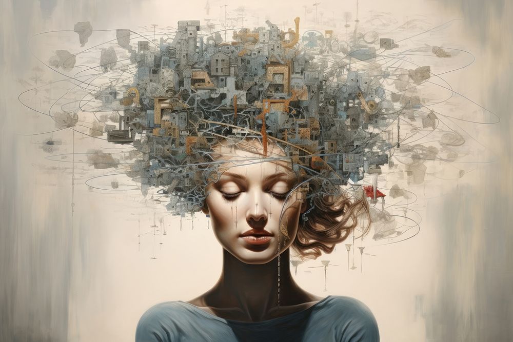 Illustration overthinking portrait drawing sketch. | Free Photo ...