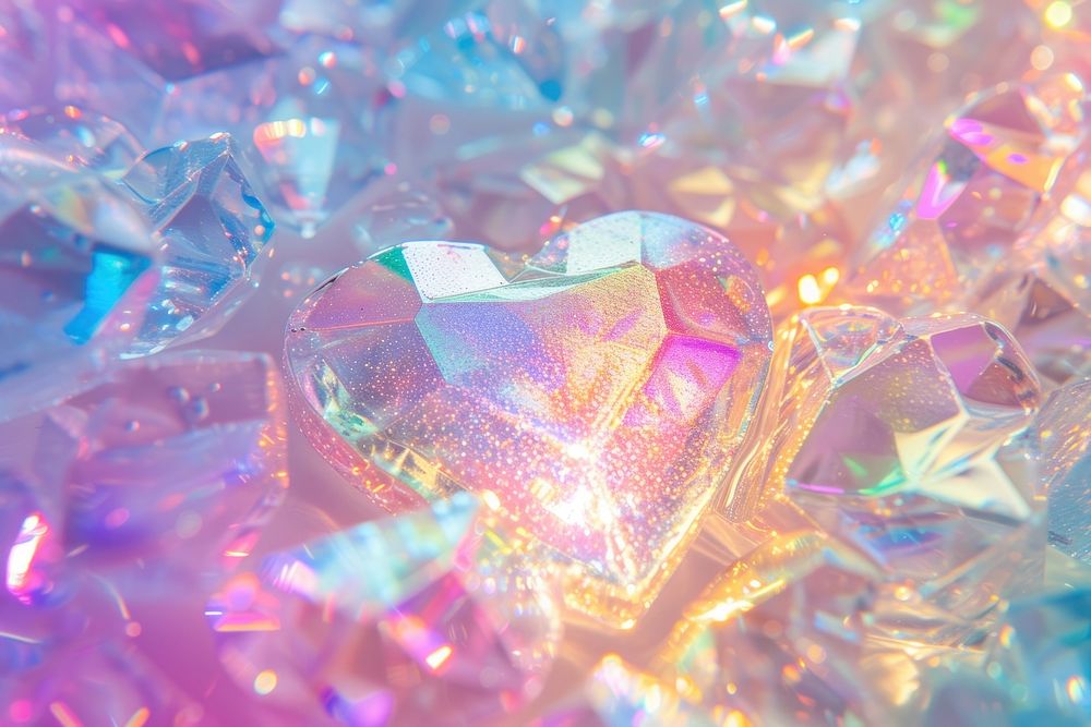 Holographic heart background backgrounds crystal | Premium Photo - rawpixel