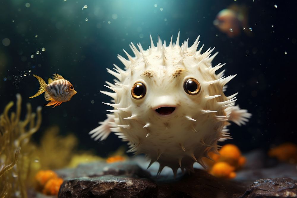 Puffer fish animal pomacentridae underwater. | Premium Photo ...