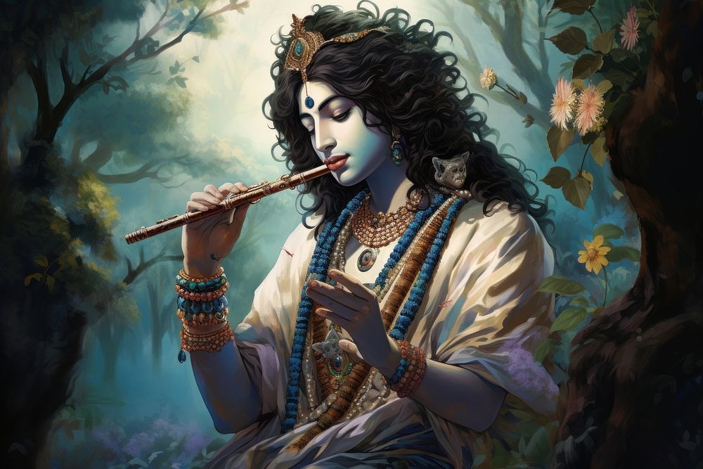 Krishna flute painting jewelry. | Premium Photo Illustration - rawpixel