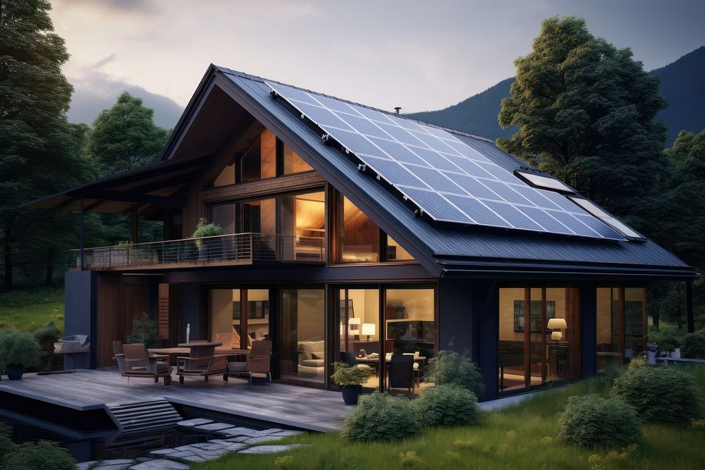 Cozy house solar panels roof | Free Photo - rawpixel