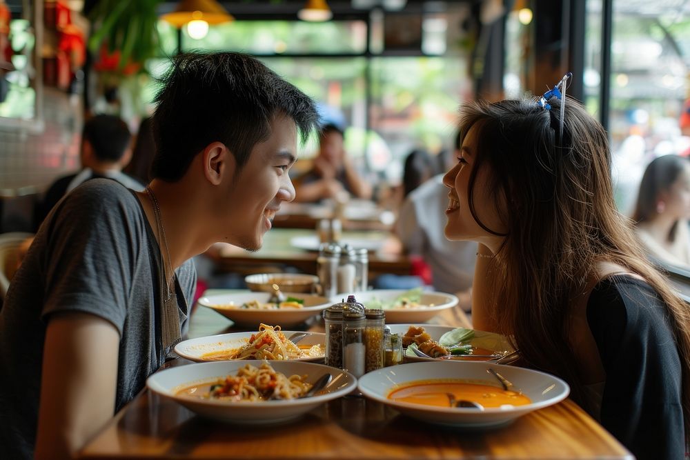 Thai man and woman dinner | Free Photo - rawpixel
