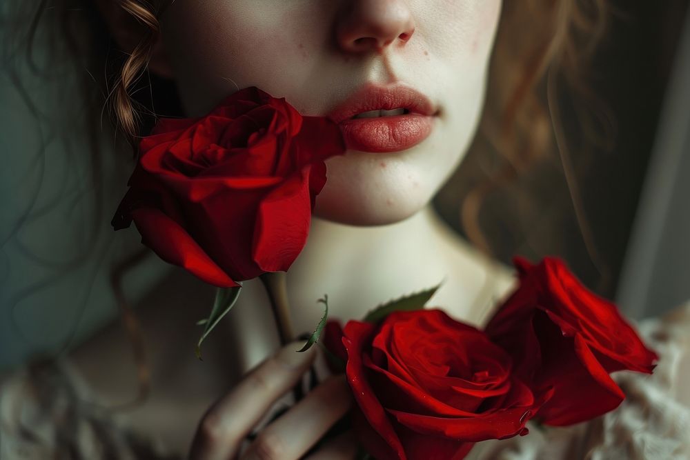 Woman holding red roses portrait | Free Photo - rawpixel