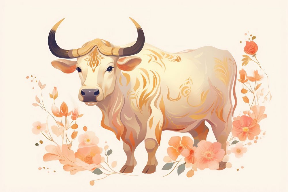 An antique chinese cow livestock | Free Photo Illustration - rawpixel