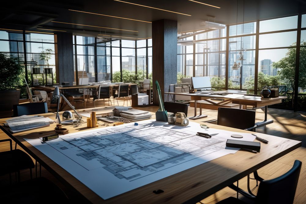 Construction planning office blueprints and | Premium Photo - rawpixel
