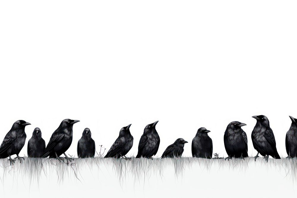 Crow line horizontal border animal | Free Photo Illustration - rawpixel