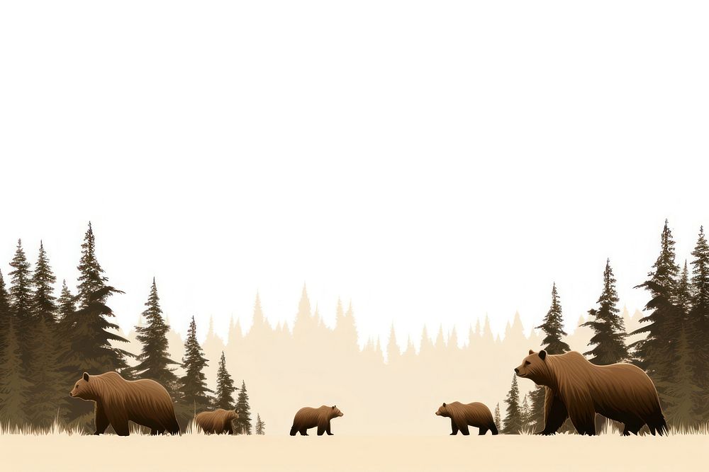 Bear line horizontal border bear | Free Photo Illustration - rawpixel