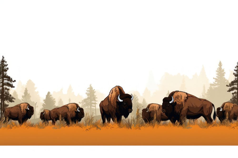 Bison line horizontal border bison | Premium Photo Illustration - rawpixel