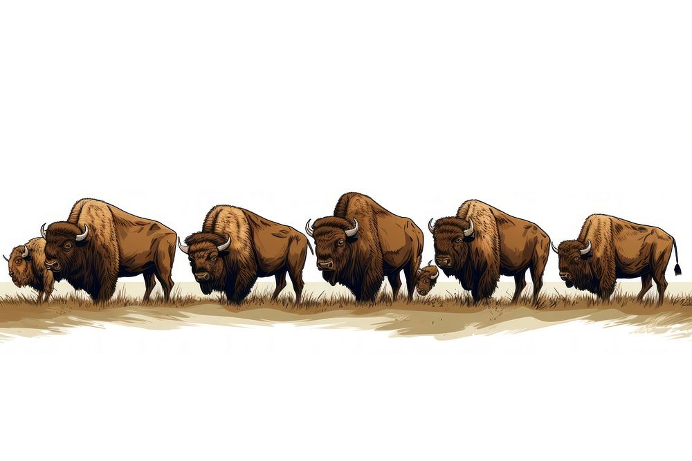 Bison line horizontal border bison | Premium Photo Illustration - rawpixel