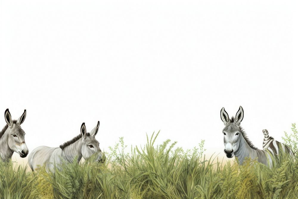 Donkey line horizontal border donkey | Premium Photo Illustration ...