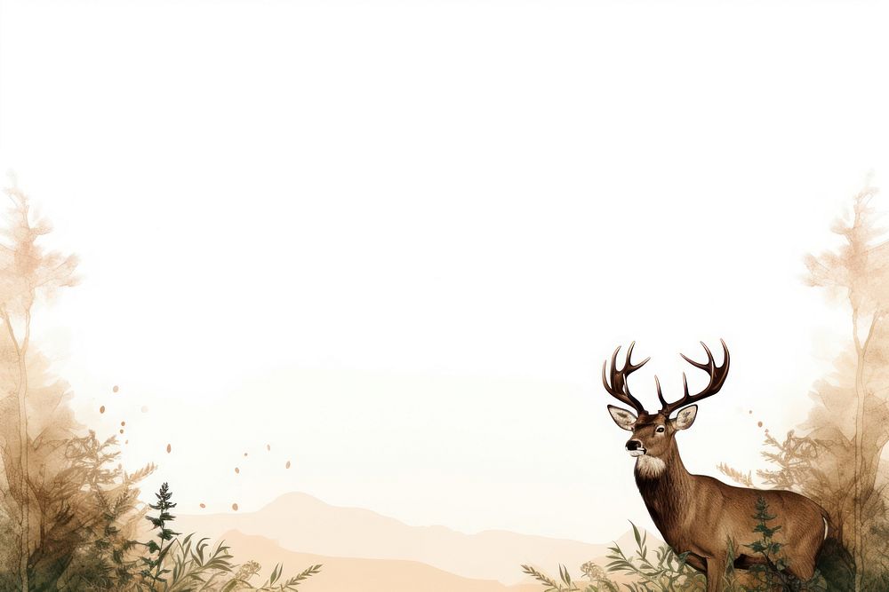 Deer line horizontal border wildlife | Free Photo Illustration - rawpixel