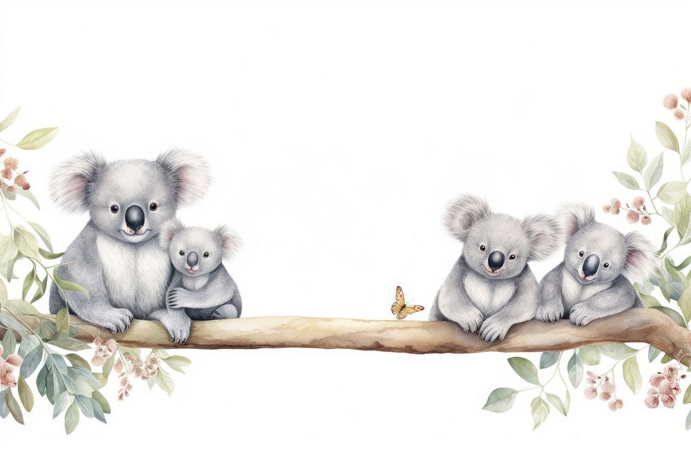 Koala line horizontal border mammal | Free Photo Illustration - rawpixel