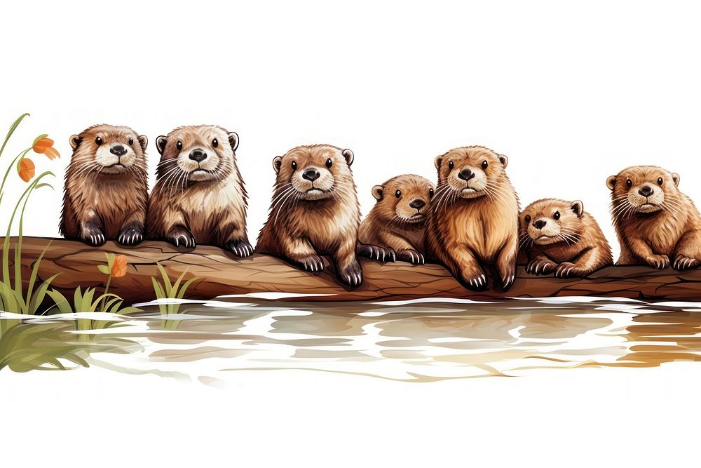 Otter line horizontal border wildlife | Premium Photo Illustration ...