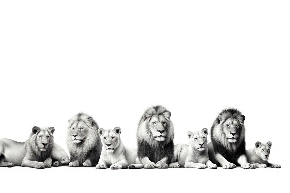 Lion line horizontal border wildlife | Premium Photo Illustration ...