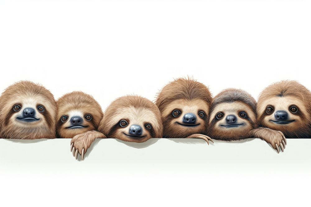 Sloth line horizontal border wildlife | Premium Photo Illustration ...