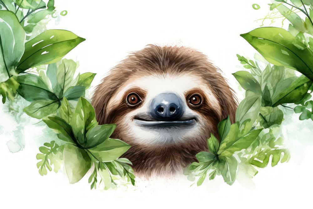 Sloth line horizontal border wildlife | Premium Photo Illustration ...