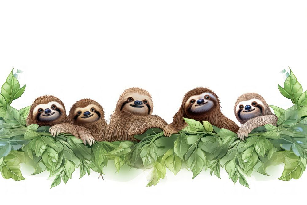 Sloth line horizontal border wildlife | Premium Photo Illustration ...