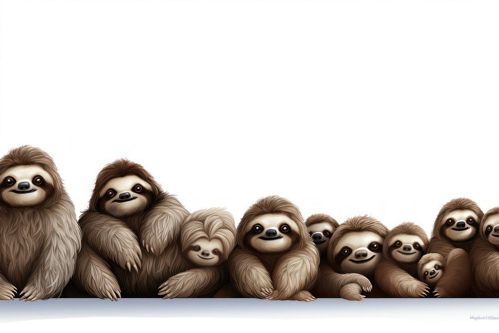 Sloth line horizontal border wildlife | Premium Photo Illustration ...