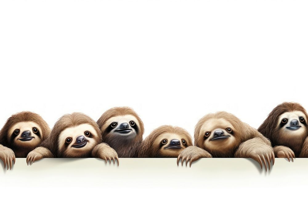Sloth line horizontal border wildlife | Free Photo Illustration - rawpixel