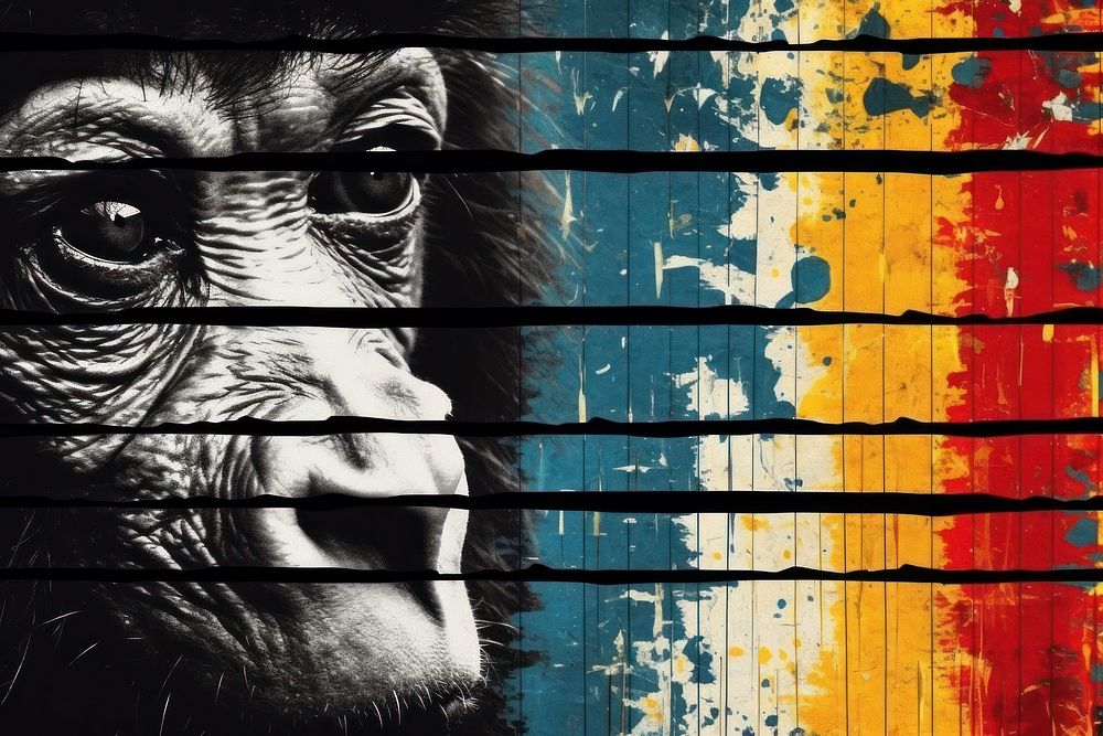 Abstract iridescent monkey ripped paper | Premium Photo Illustration ...