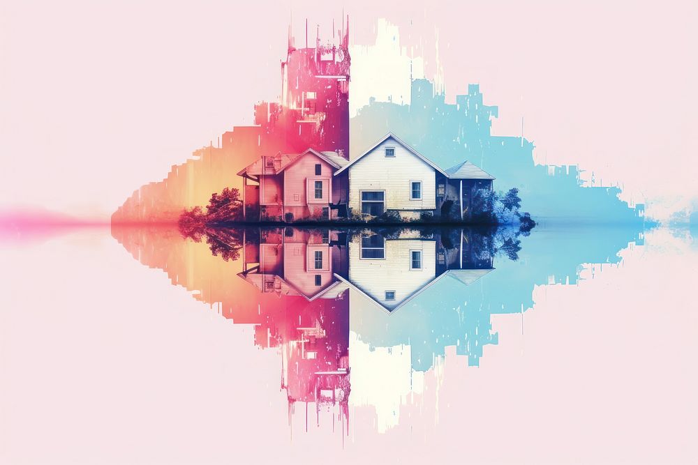 Abstract iridescent house ripped paper | Premium Photo Illustration ...