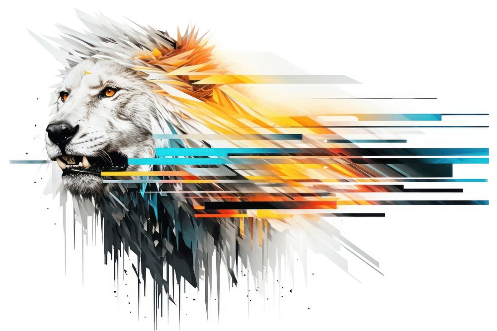 Abstract iridescent lion ripped paper | Premium Photo Illustration ...