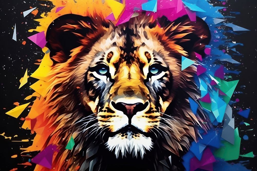 Abstract iridescent lion ripped paper | Premium Photo Illustration ...