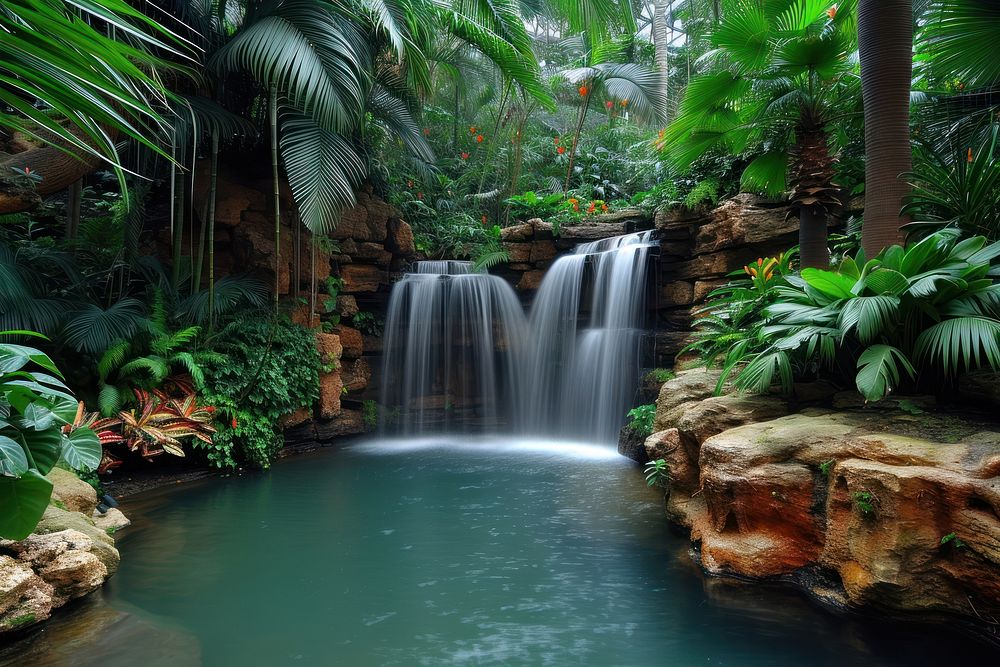Water garden vegetation waterfall outdoors. | Premium Photo - rawpixel