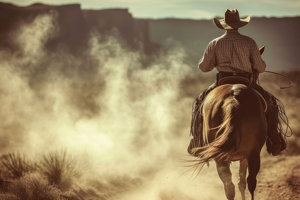 Cowboy ride horse cinematic style | Free Photo - rawpixel
