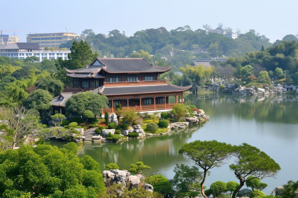 Large chinese style garden architecture | Free Photo - rawpixel