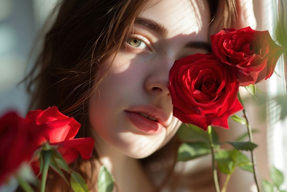 Woman holding red roses portrait | Premium Photo - rawpixel