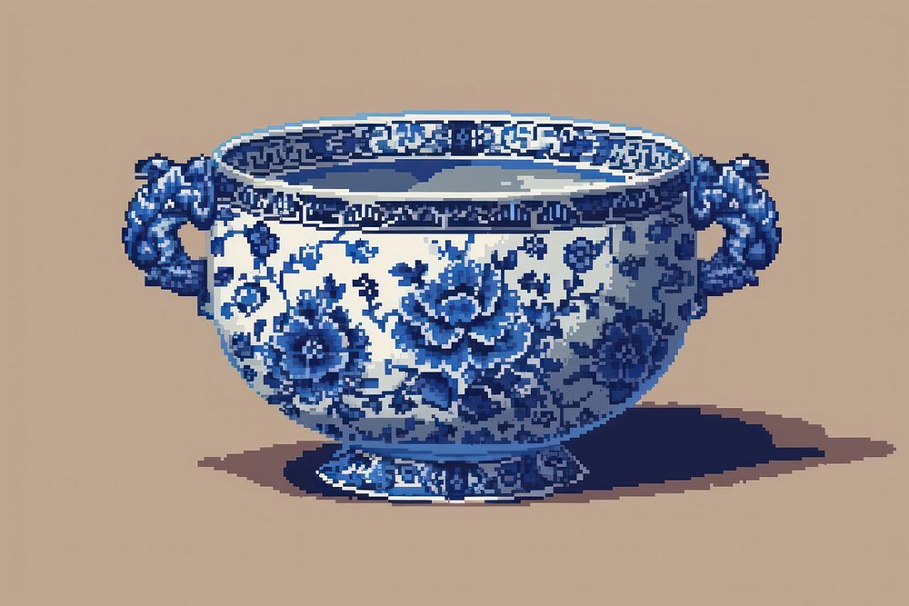 Chinese porcelain cut pixel art | Premium Photo Illustration - rawpixel