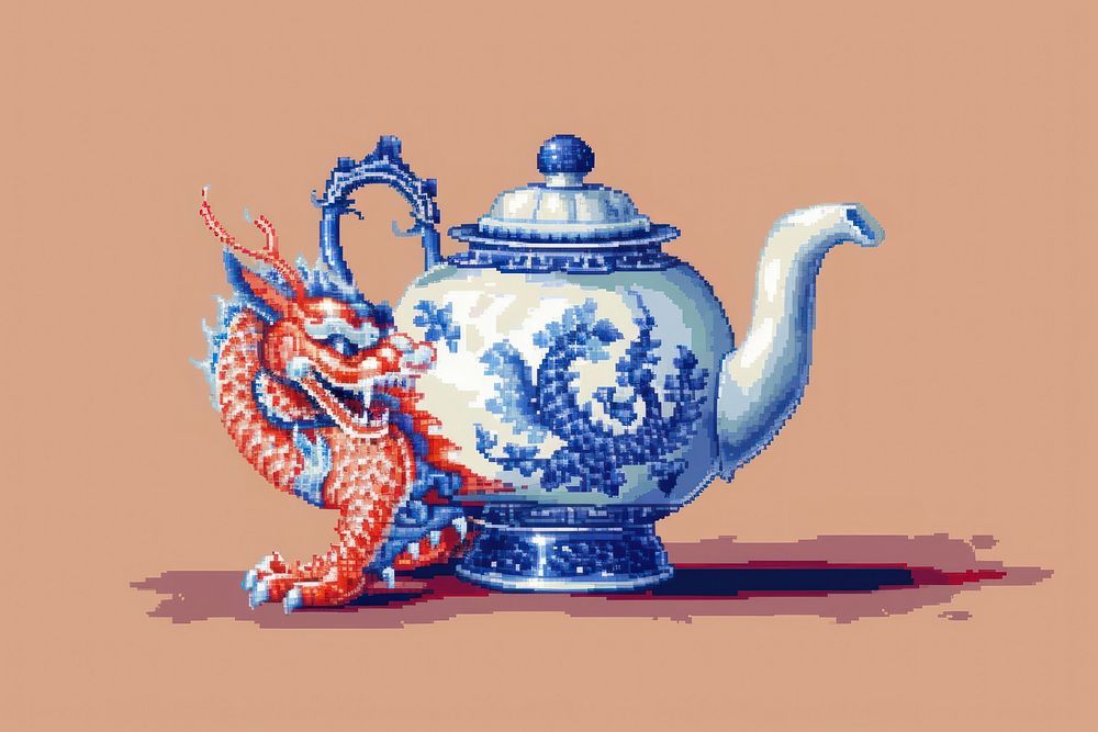 Chinese porcelain cut pixel art | Premium Photo Illustration - rawpixel